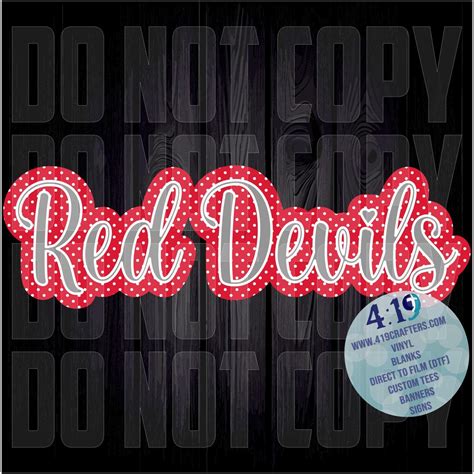 Polka Dot Red And White Red Devils Script Sublimation Transfer Direct