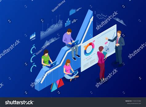 Isometric Web Banner Data Analisis Statistics Stock Vector Royalty