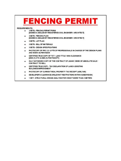 Fencing Permit Dasma Pdf