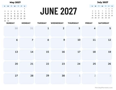 June 2027 Calendar 52 Free Pdf Printables