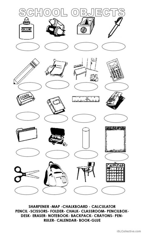 Match The School Objects English Esl Worksheets Pdf And Doc
