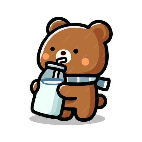 Premium Vector Cute Bear Drinking Milk Cartoon Vector Illustration