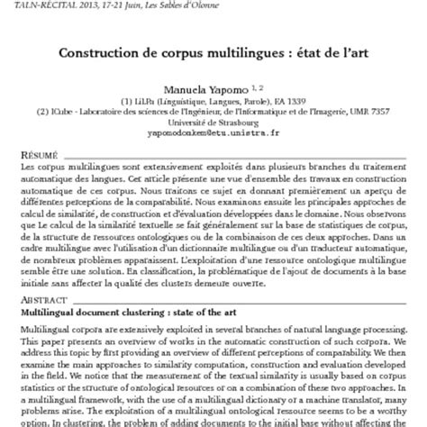 multilingual document clustering state of the art construction de
