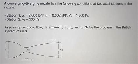 Solved A Converging Diverging Nozzle Has The Following