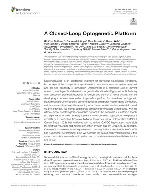 Pdf A Closed Loop Optogenetic Platform