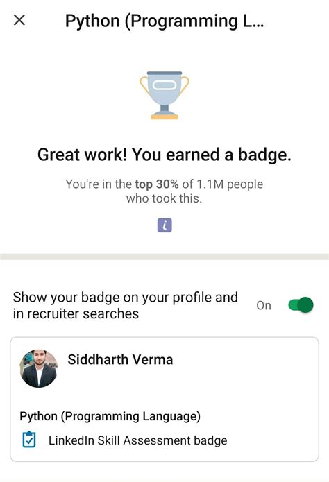 siddharth verma on linkedin badge python