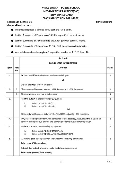 Term 2 Preboard Vikas Bharati Public School Informatics Practices065