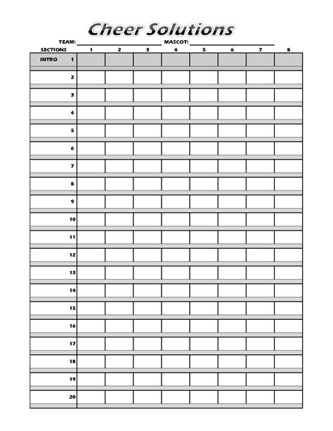 Printable Template Cheer 8 Count Sheets Printable Templates