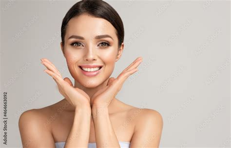 Beautiful Young Woman With Clean Fresh Skin On Face Girl Facial