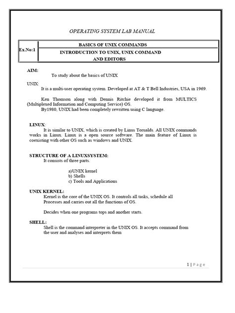 Experiment No 1 Pdf Unix Operating System