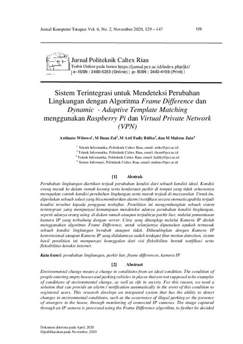 Pdf Sistem Terintegrasi Untuk Mendeteksi Perubahan Lingkungan Dengan