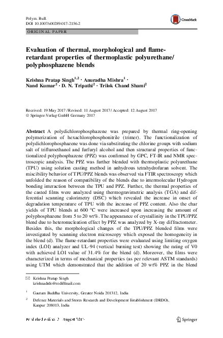 Pdf Evaluation Of Thermal Morphological And Flame Retardant
