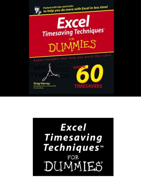 Excel Time Saving Techniques For Dummies Dummies Book Try It Free Things To Sell