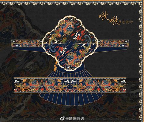 汉服设计 唐狮 刺绣 是啾啾讷 插画师作品 涂鸦王国
