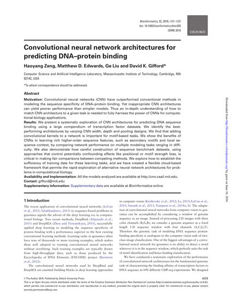 Pdf Convolutional Neural Network Architectures For Predicting Dnaprotein Binding