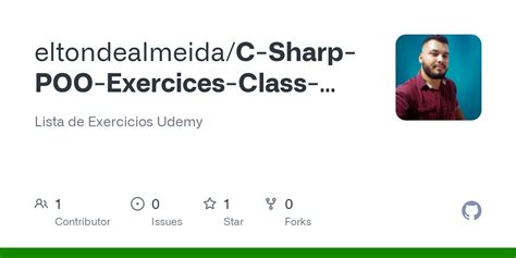 Github Eltondealmeidac Sharp Poo Exercices Class Methods Lista De Exercicios Udemy