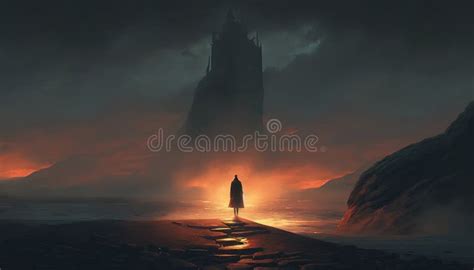 A Rite Of Passage Surreal Mystical Fantasy Artwork Stock Illustration