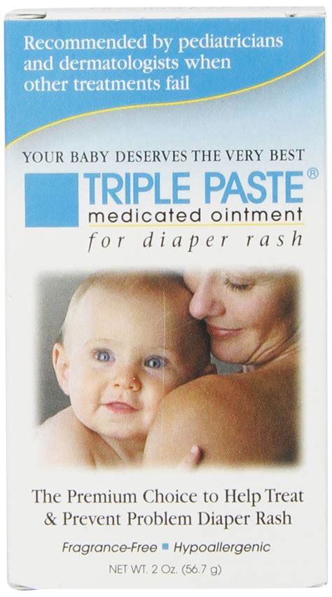 Hypoallergenic Triple Paste Diaper Rash Cream For Babies 2 Oz In