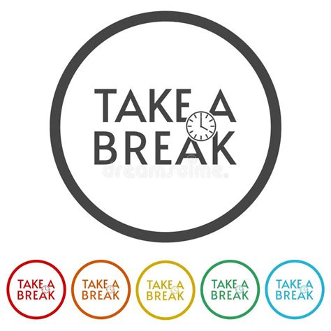 Take A Break Icon Set Icons In Color Circle Buttons Stock Vector