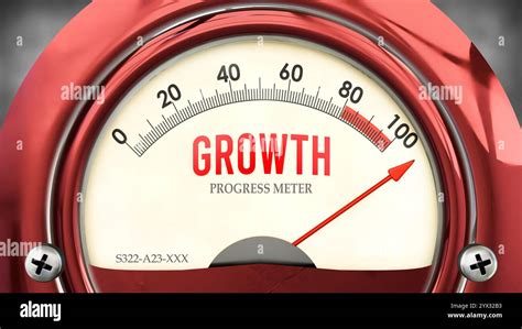 growth and progress meter that is hitting a full scale showing a very