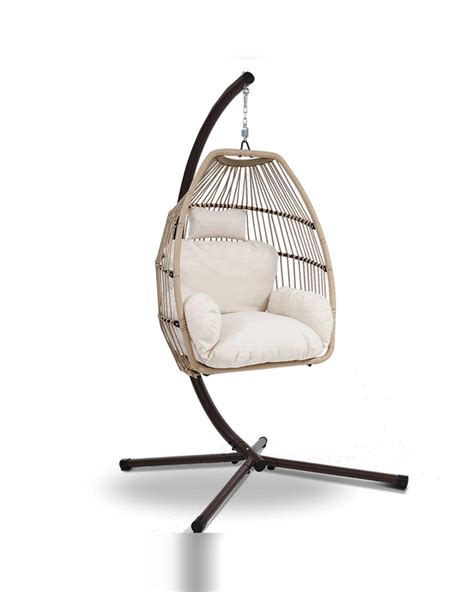 Gardeon Outdoor Egg Swing Chair Wicker Rope Furniture Pod Stand Cushion