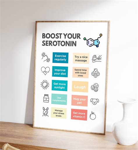 Serotonin Poster Increase And Boost Your Serotonin Levels Mental Health And Cbt Therapy