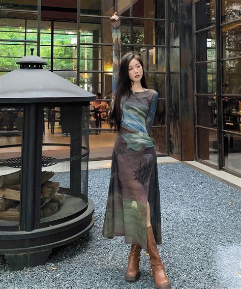 [2ps Set]오션 포레스트 나염 트임셔링 레이어드 롱원피스 나시원피스 트임원피스 타이다이 나염롱원피스 에이블리