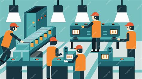 Premium Vector The Inside Of A Bustling Microfactory With Workers And