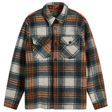 Portuguese Flannel Mens Gauli Overshirt In Green Multi Portuguese Flannel