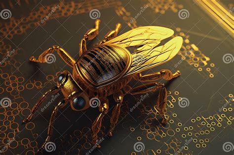 Image Of A Bee With Technology Concept Electronic Bee With A Circuit Board Insect Stock