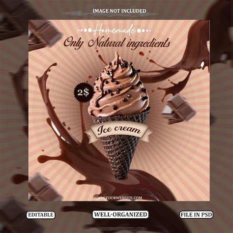 Premium Psd Poster Of Ice Cream For Ads And Social Media Posts