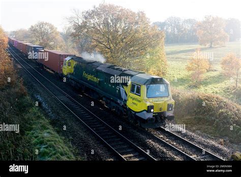 Freightliner Class 70 Diesel Locomotive No 70002 Pulling An Intermodal