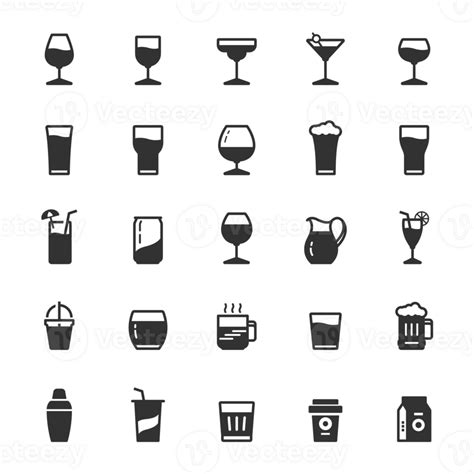 Icon Set Glass And Beverage 23220390 Png