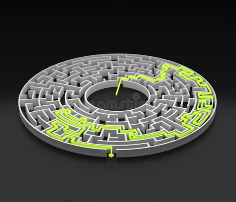3d Rendering Circular Maze With Solution Stock Illustration Illustration Of Abstract Concept