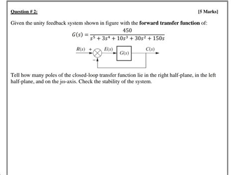 Solved Question Marks Given The Unity Feedback Chegg