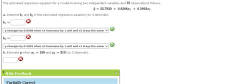 solved the estimated regression equation for a model