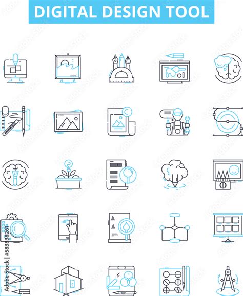 Digital Design Tool Vector Line Icons Set Digital Design Tool