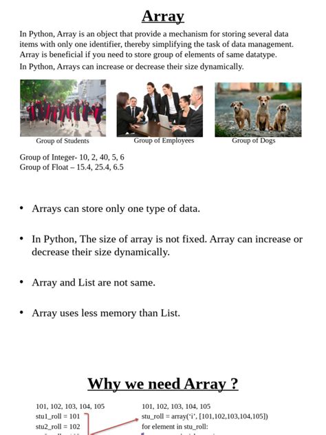 Arrays Module One D Array Pdf