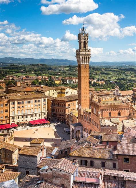 Piazza Del Campo With Palazzo Pubblico Siena Italy Editorial Image