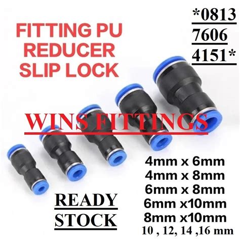 Mesin Reducer Pu 12 X 10 X 8 X 6 X 4 Mm Red Fitting Push In Pneumatic