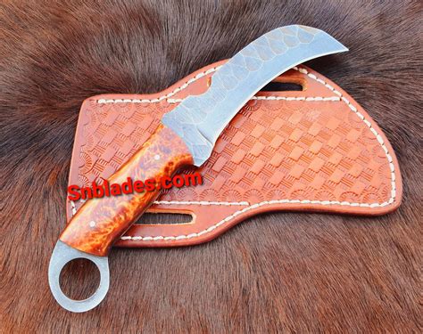 Handmade 1095 Steel Hawksbill Lineman Skinner Knifelineman Knife Sn
