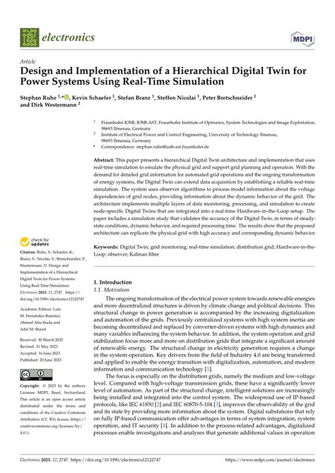 Pdf Design And Implementation Of A Hierarchical Digital Twin For Power Systems Using Real Time