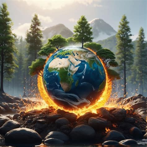 Premium Photo Earth On Fire Amidst Trees