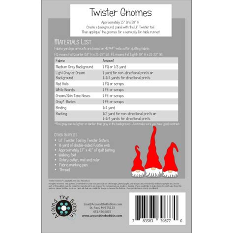 Twister Gnomes Table Runner Pattern Uses Lil Twister Or Etsy