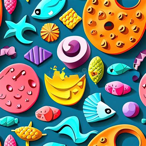 Seamless Craft Clay Patterns With Intricate Details And Shades Stock Illustration