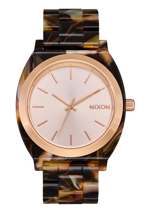 Time Teller Acetate Watch Rose Gold Pink Tortoise Unisex Acetate