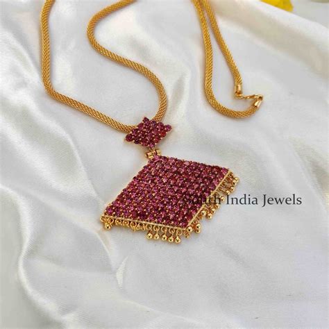 Gold Finish Pathakam Pendant Chain South India Jewels