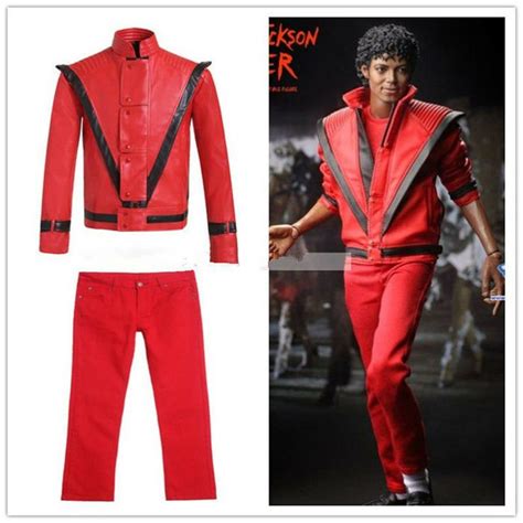 Michael Jackson Red Thriller Leather Coat Cosplay Costume Jacket Full