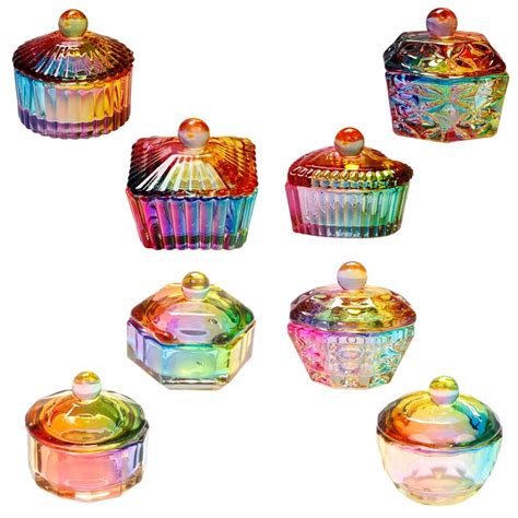 Dapping Dish For Nails Kef16 8pcs Colorful Crystal Dappen Dish With