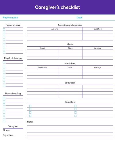 26 Free Printable Caregiver Daily Checklist Templates Pdf Template